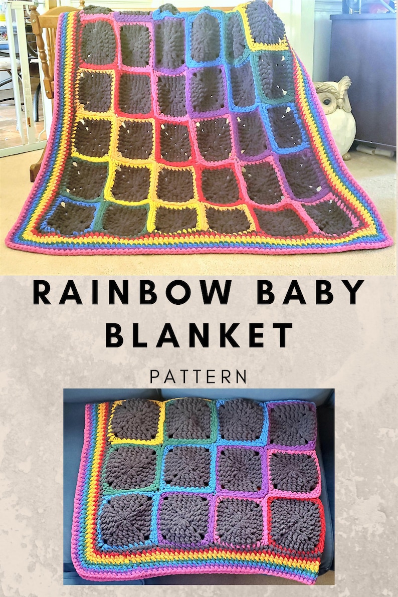 Rainbow Baby Blanket Crochet PATTERN Digital Download - Etsy