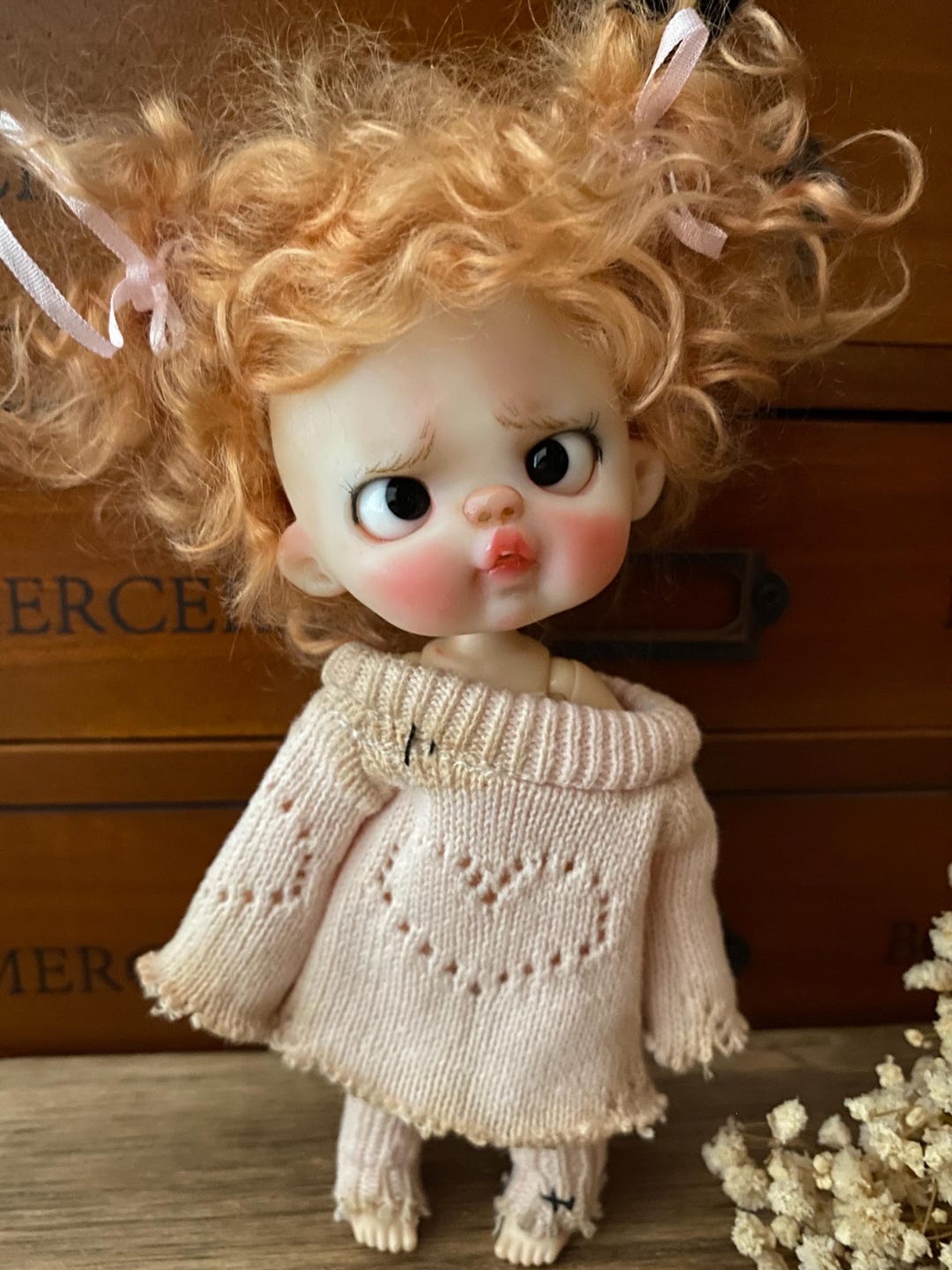 Outfit for Ob11 Doll. Knit Dress and Footless Socks. Shabby Chic. Aged ...