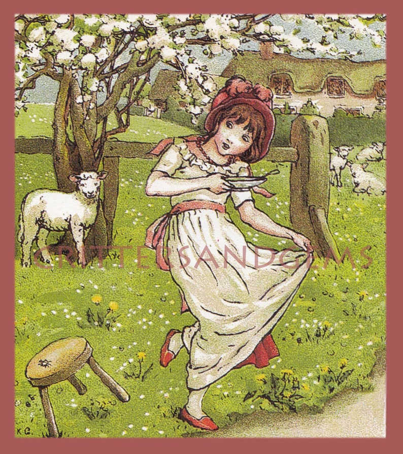Vintage LITTLE MISS MUFFET Mother Goose Nursery Illustration - Etsy