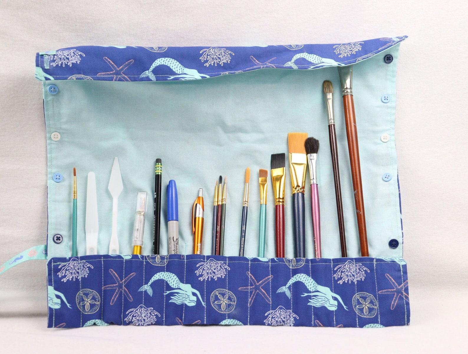 Mermaid Roll up Adjustable Art Tool Roll up Pencil Organizer - Etsy