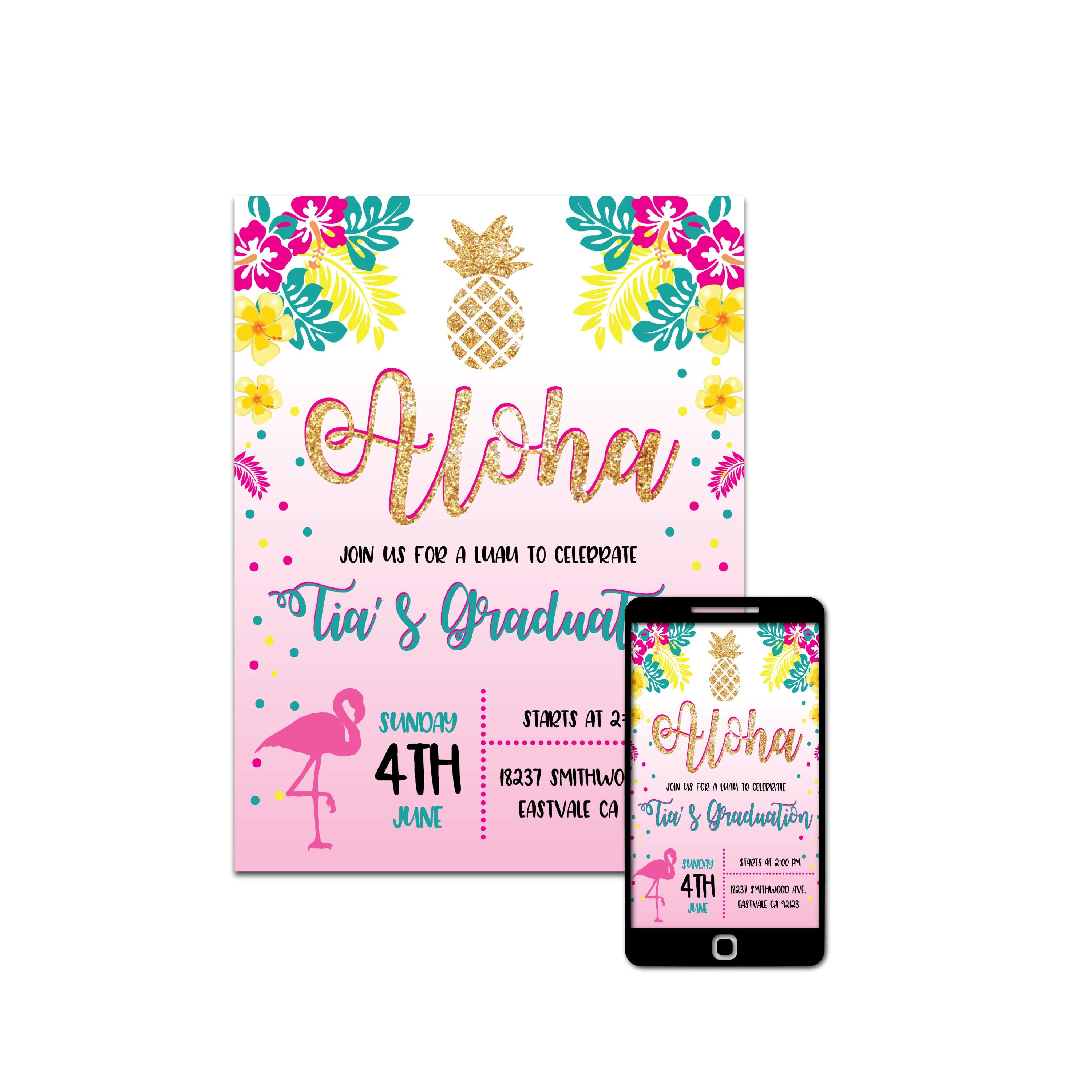 ALOHA Invite for Graduation or Birthday Party - Etsy