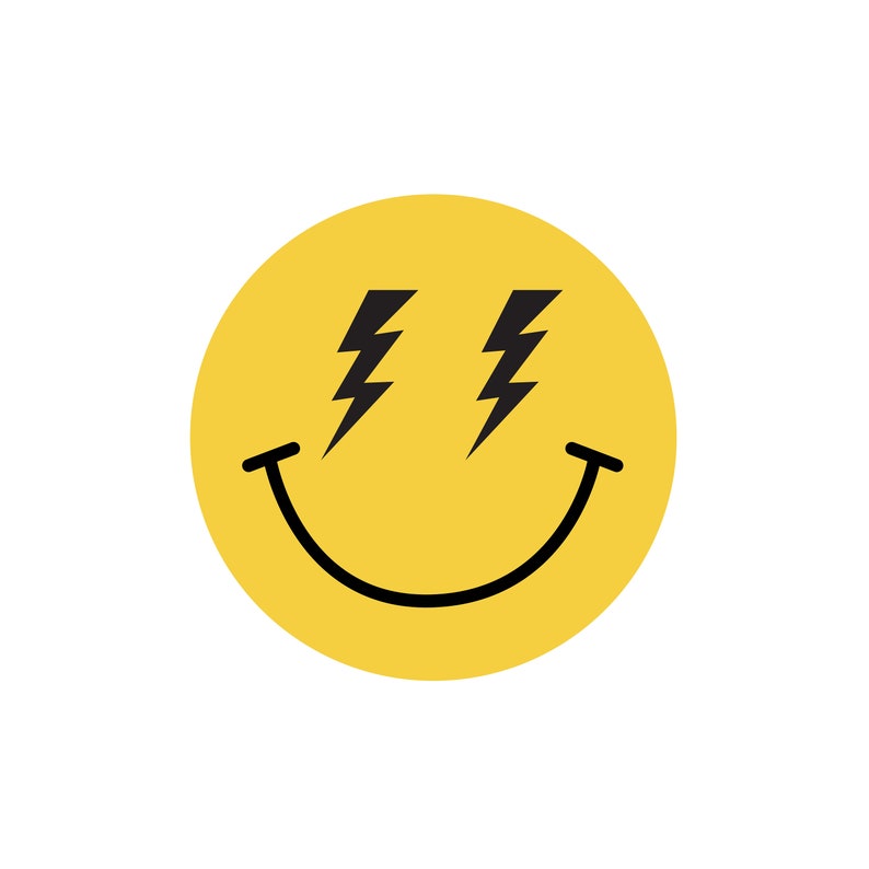 Lightening Bolt, Electric Smiley Face - Etsy