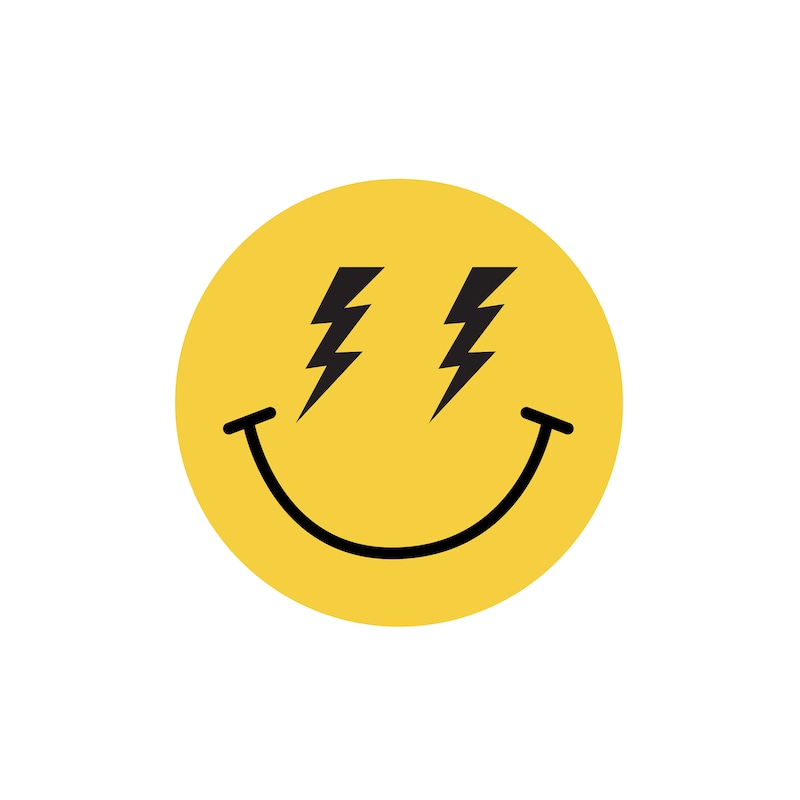 Lightning Bolt Smiley Face - Etsy