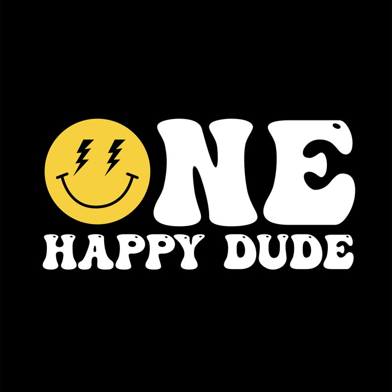 ONE Happy Dude Lightening Bolt, Electric Smiley Face VECTOR File for ...