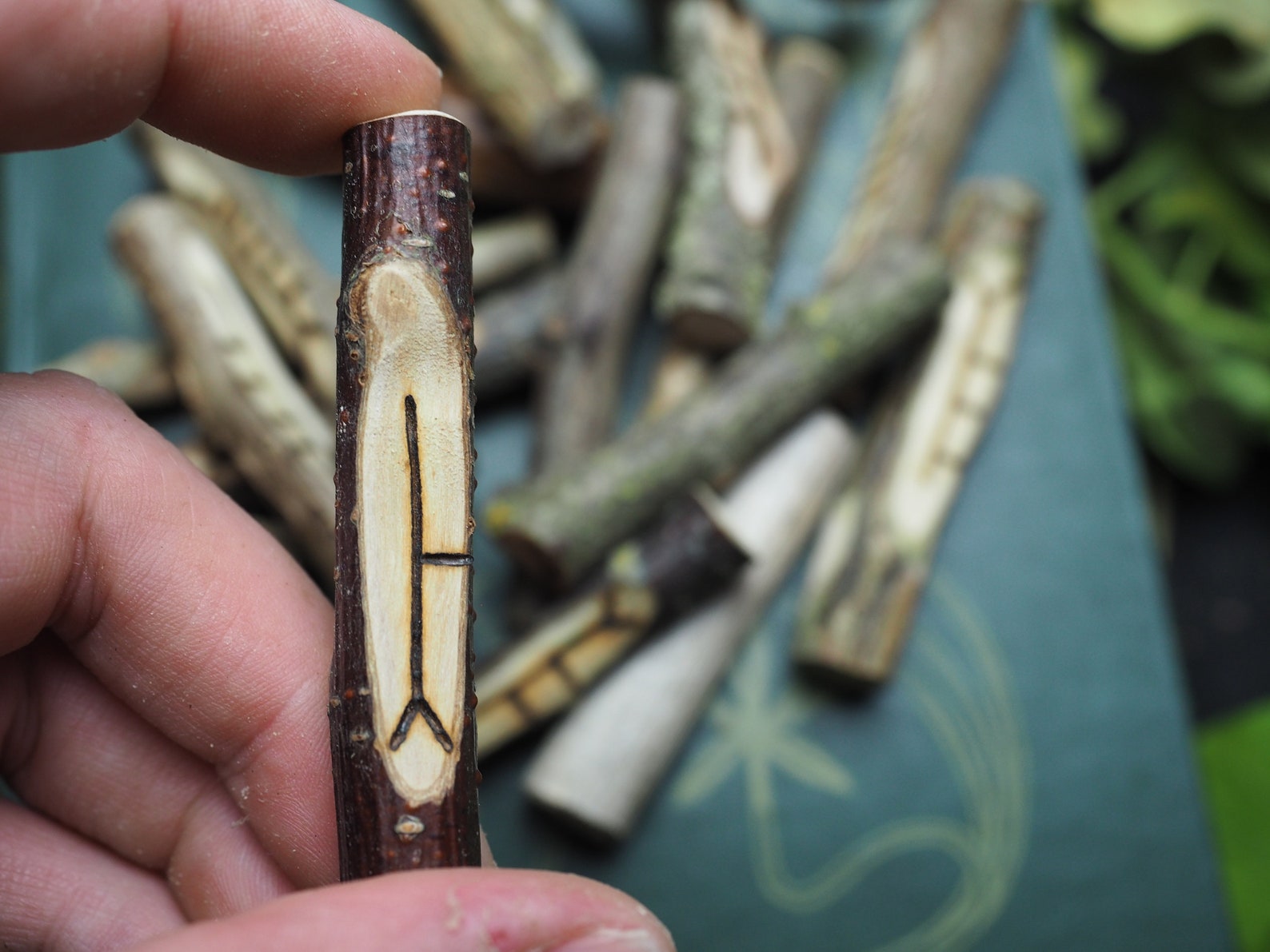 20 Celtic Tree Ogham Staves Made With Corresponding Woods With Bag and ...