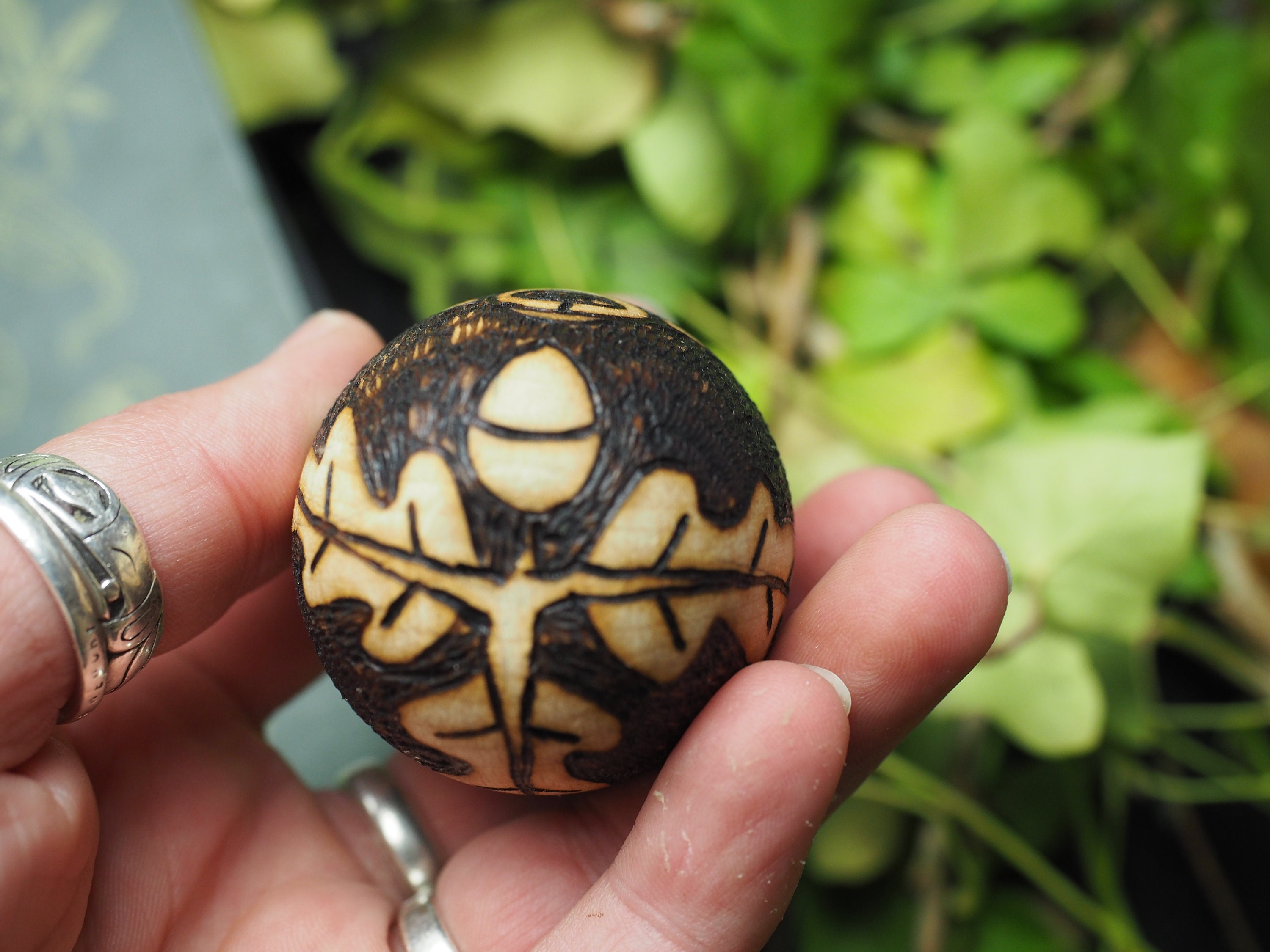 Wooden Badger & Oak Leaf Ostara or Easter Egg Strength and - Etsy