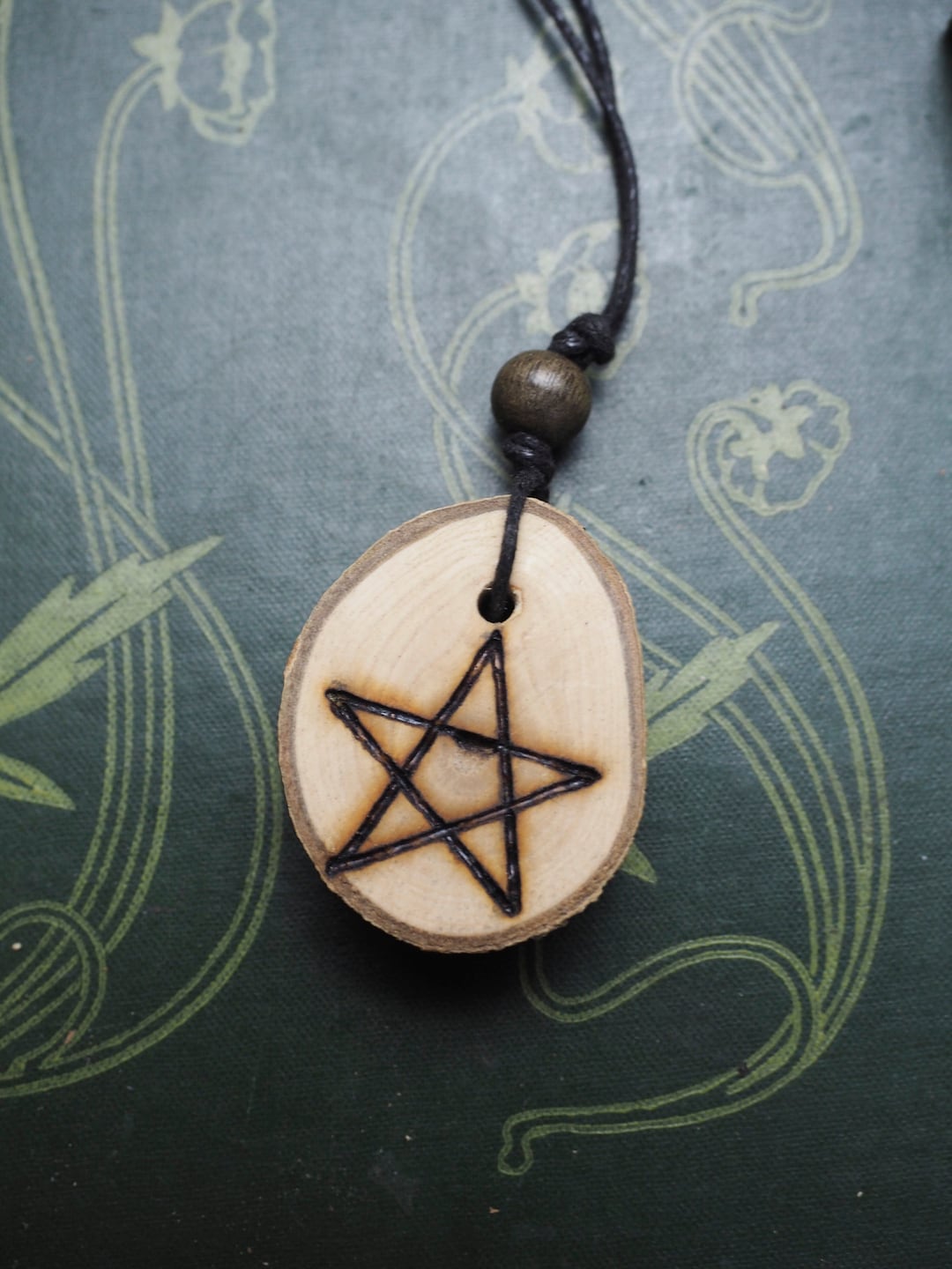 Rare White Jasmine Wood Pentagram Pendant for the Moon and Love ...