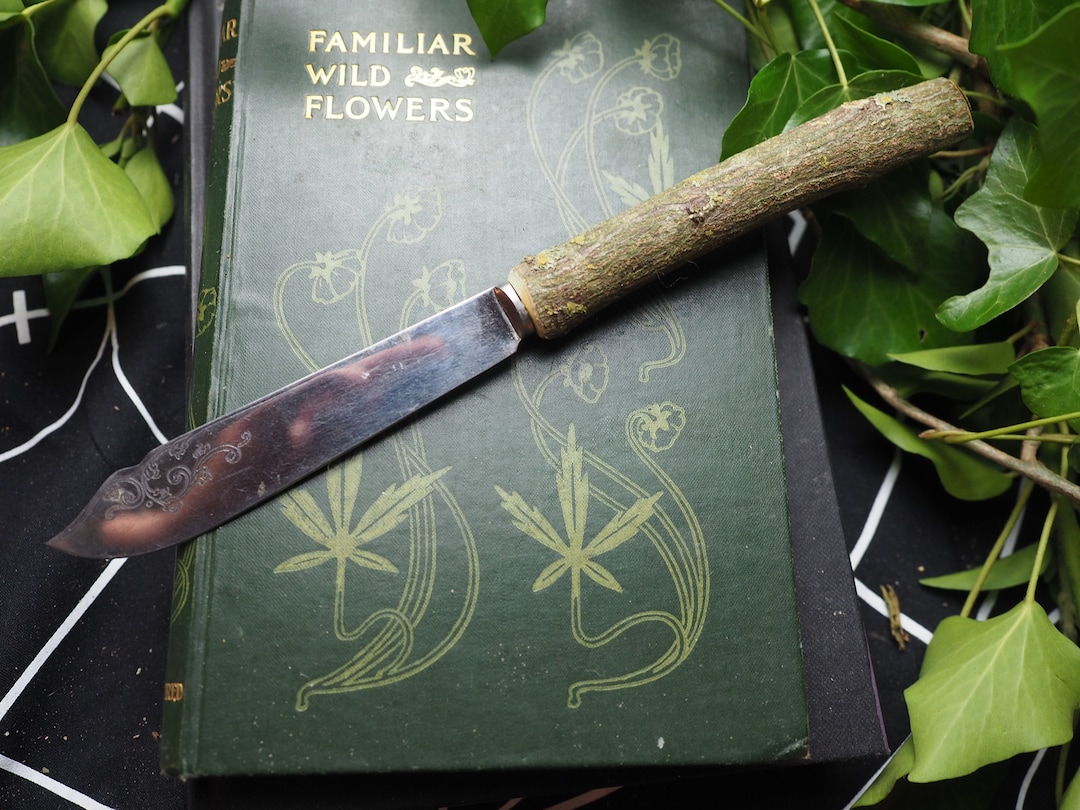 Athame With Spindle Wood Handle and Up-cycled Blade - Ritual Knife ...