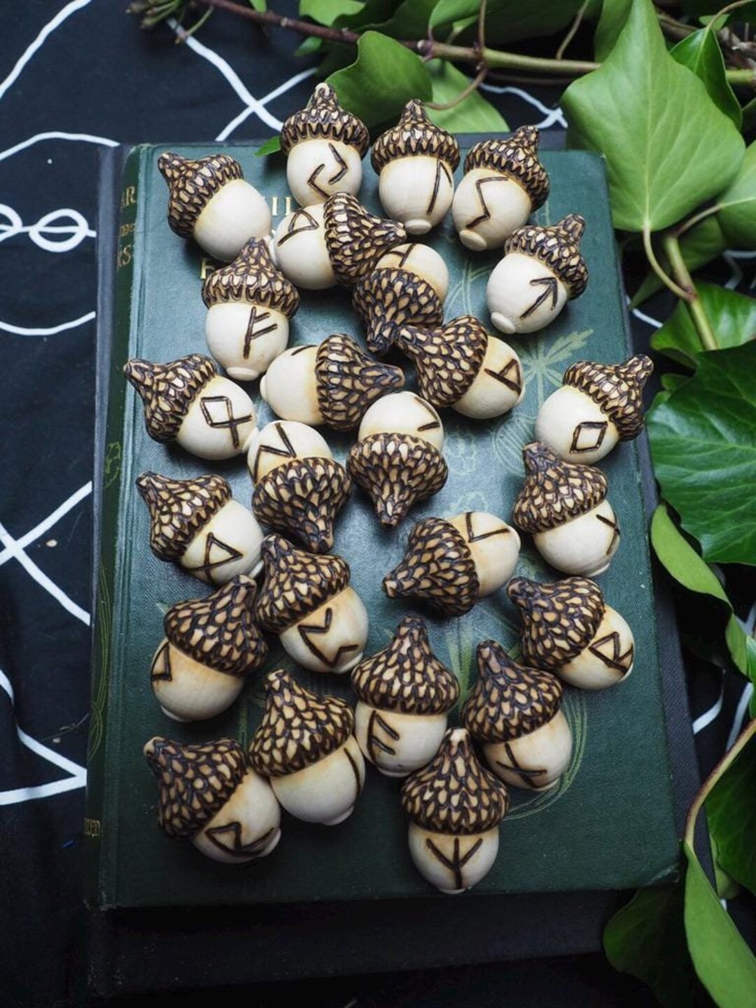 Elder Futhark Rune Acorn Set - 25 Runes - With Bag & Information Sheet ...