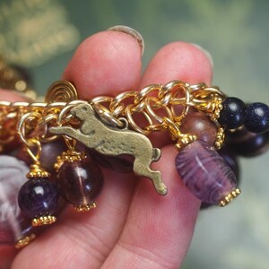 The Hare and the Moon Charm Bracelet - With Gemstone Charms - Pagan ...