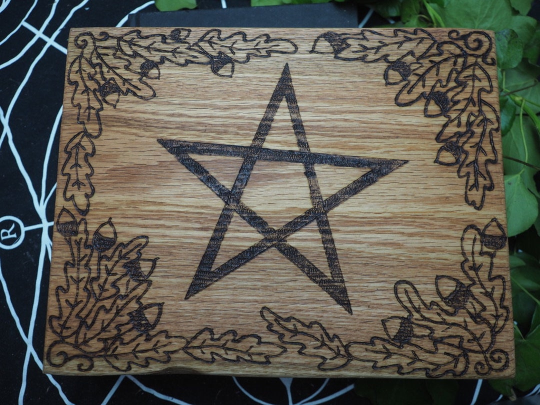 English Oak Wood Pentagram Altar Board - Pagan, Witchcraft, Magic ...