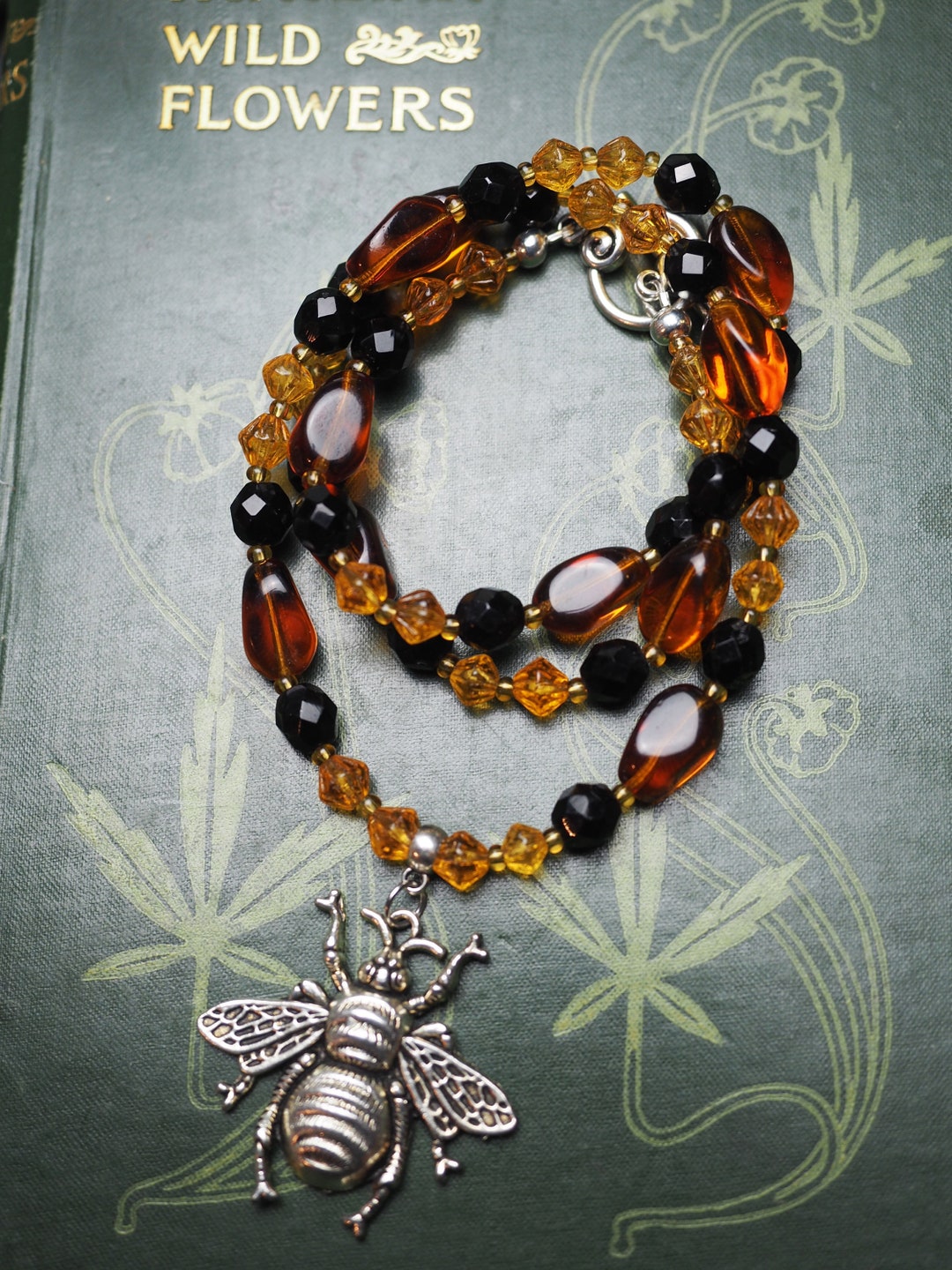 Bee Priestess Ritual Necklace With Vintage Glass Beads - Melissae ...