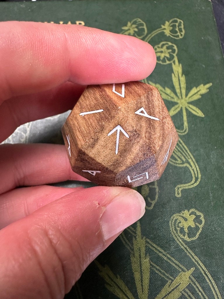 24 Sided Wooden Elder Futhark Rune Die - for Divination - Witchcraft ...