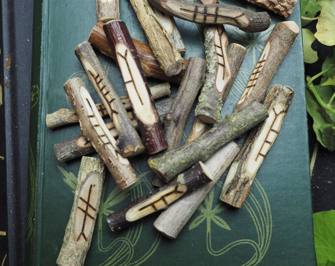 20 Celtic Tree Ogham Staves Made With Corresponding Woods With Pouch ...