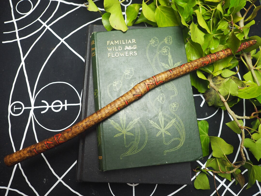Ash Wood Runic Wand With Bag for Pagans, Wiccans, Witchcraft, Ritual ...