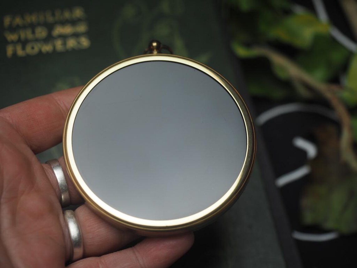 Round Black Scrying Mirror for Divination - Up-cycled, Vintage - Pagan ...