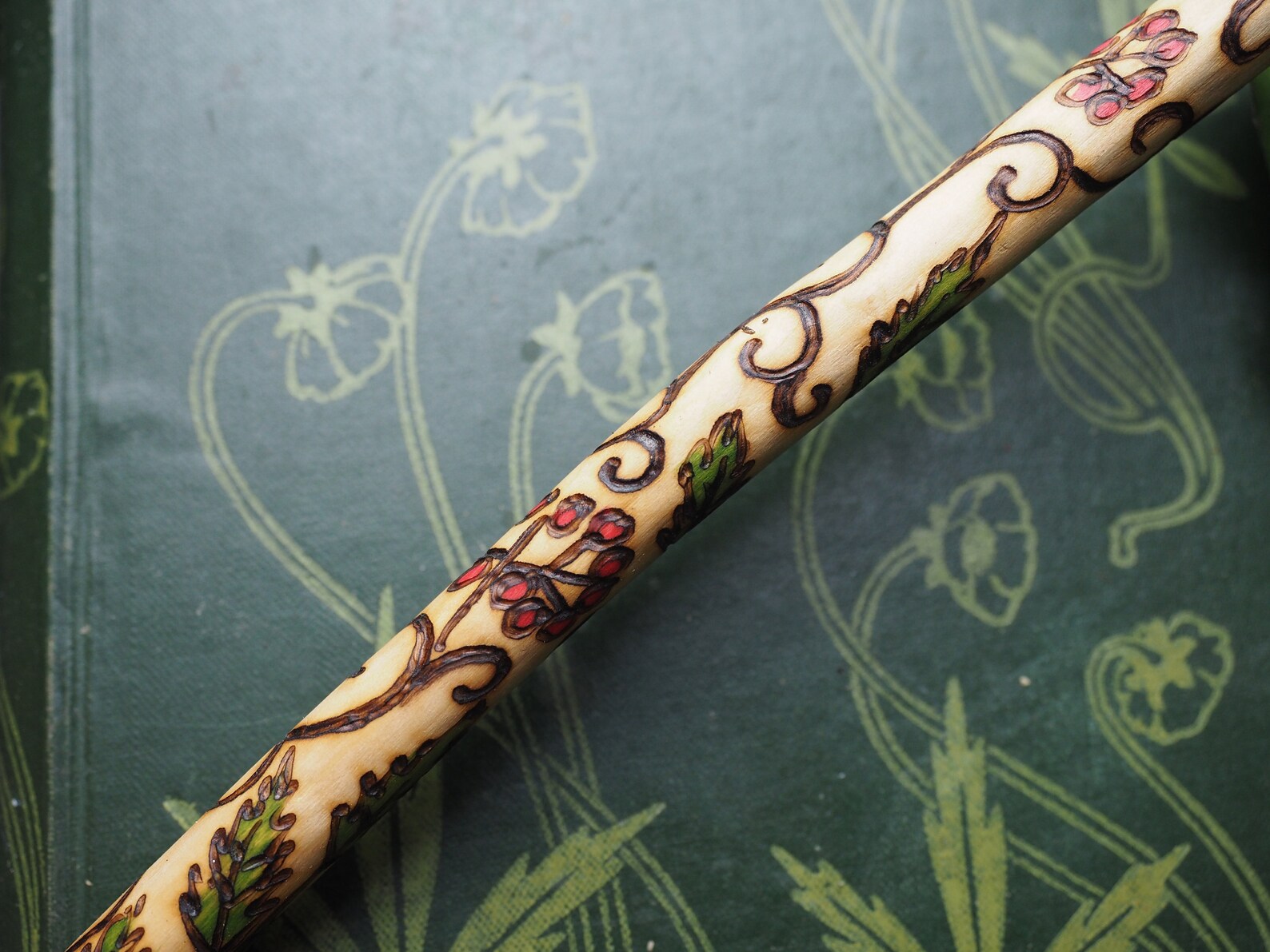 Rowan Wood Leaf & Spiral Wand for Protection and Fey - Etsy