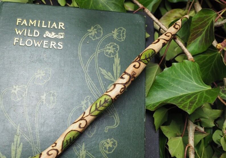 English Alder Wood Leaf & Spiral Wand Protection Shielding - Etsy