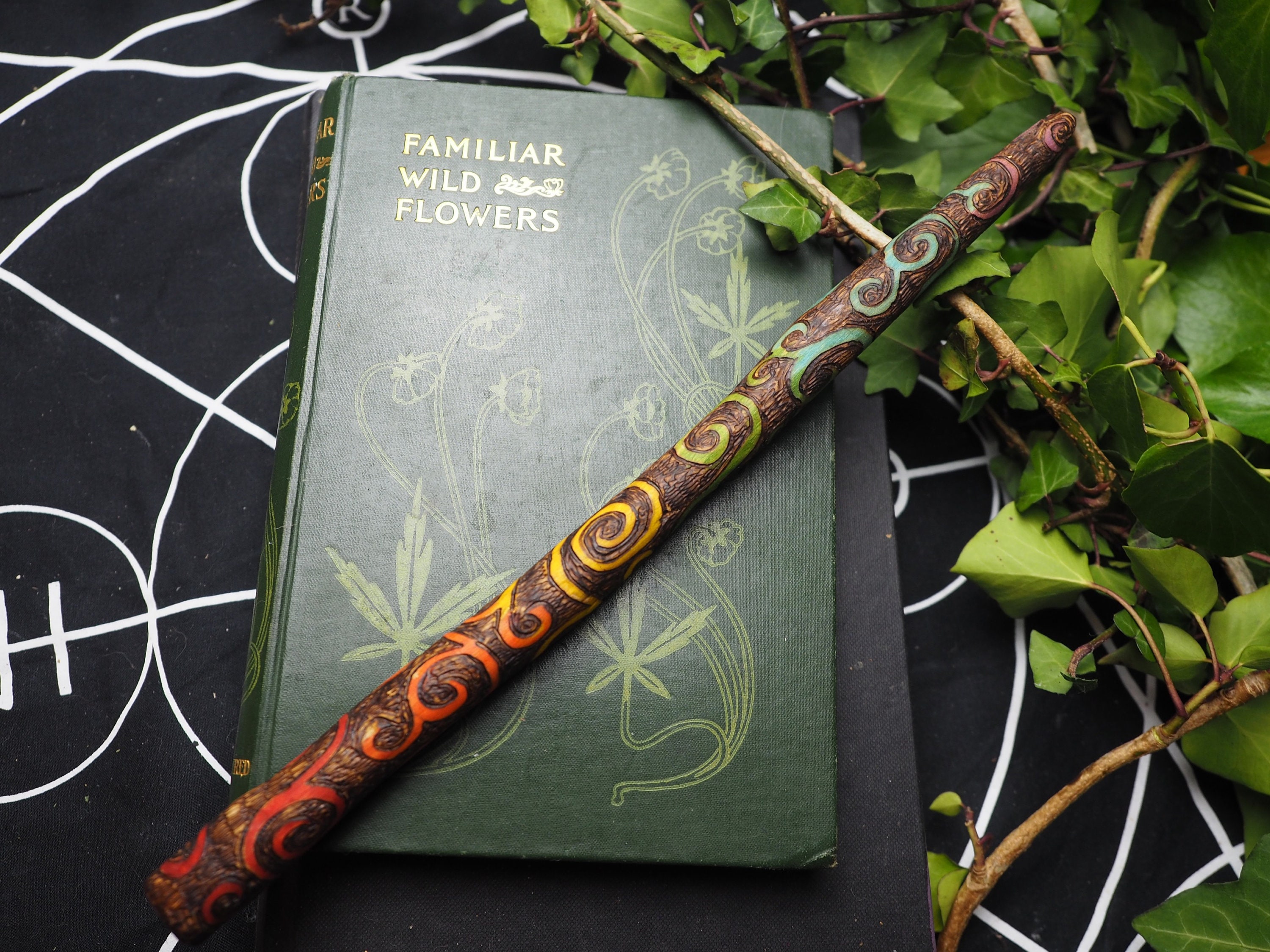 Linden Wood Rainbow Spiral Wand for Freya Goddess Norse - Etsy UK