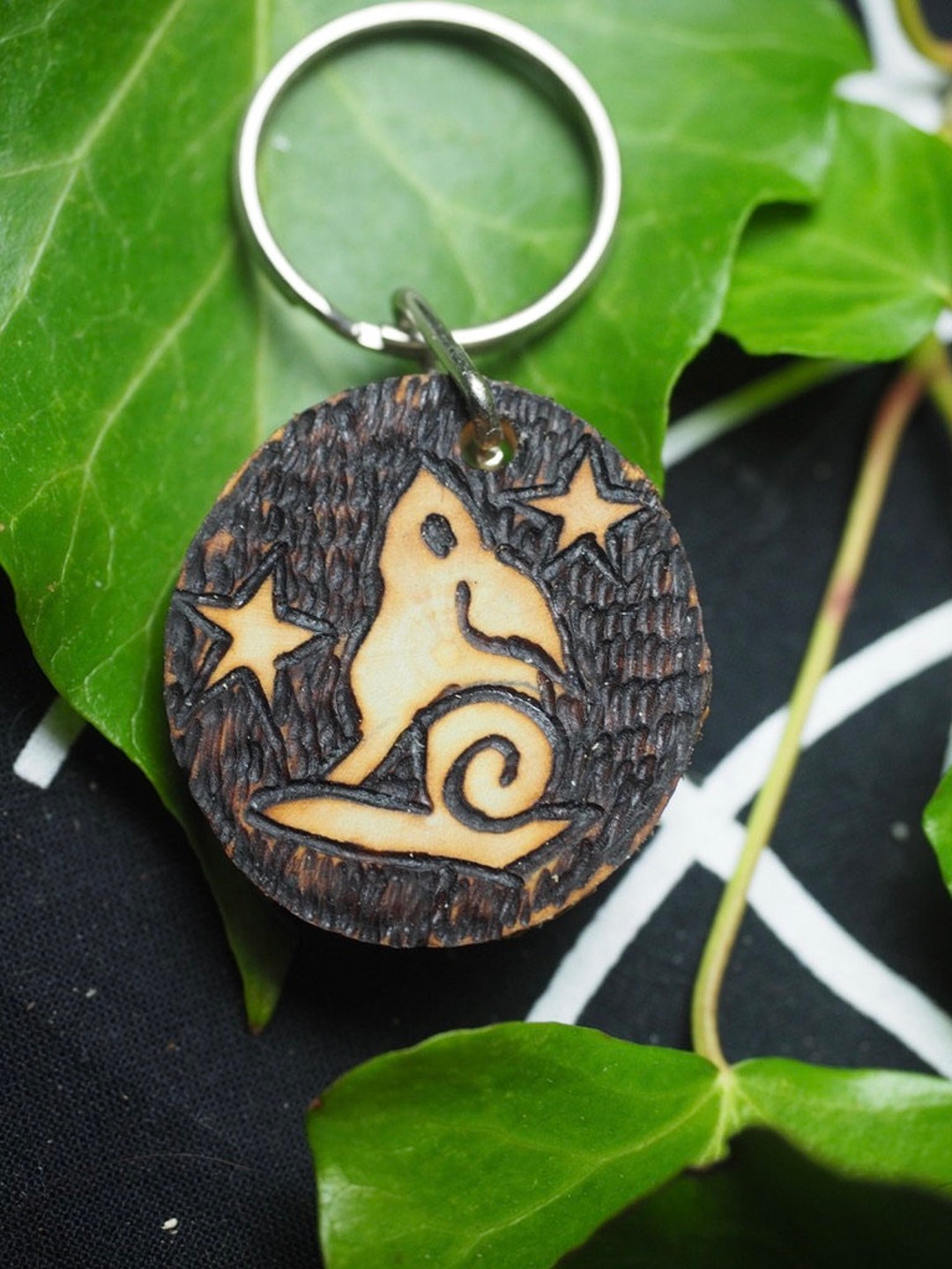 English Rowan Wood Star Hare Keychain Protection While Traveling Pagan ...