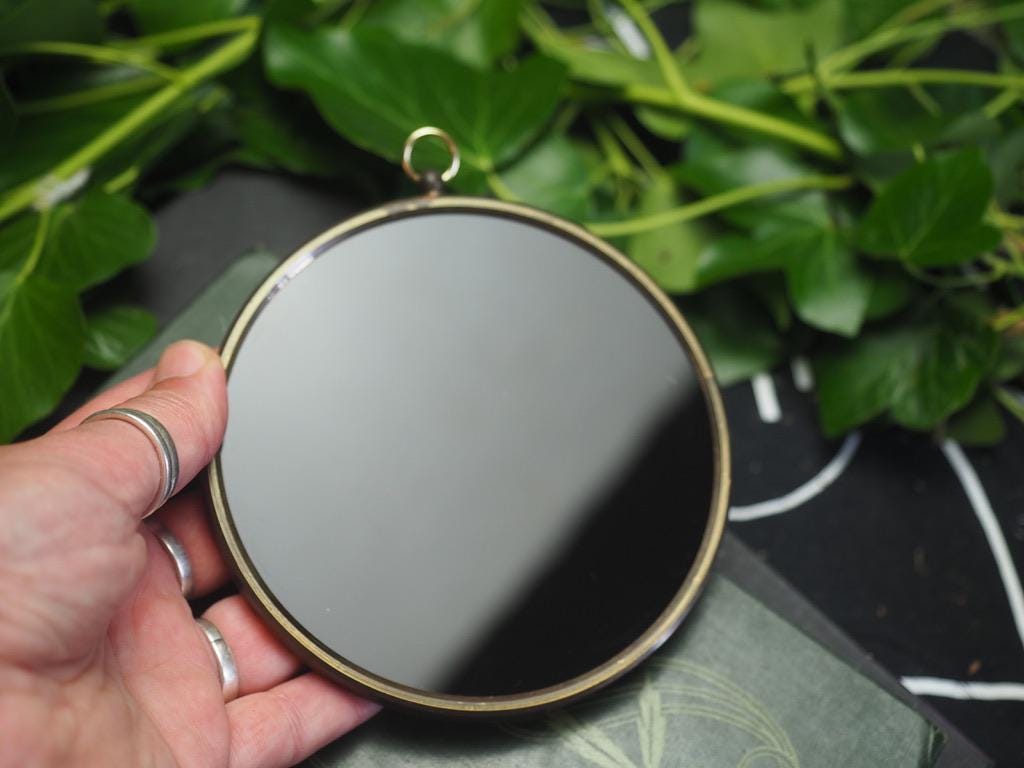 Round Black Scrying Mirror for Divination - Up-cycled, Vintage - Pagan ...