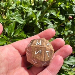 24 Sided Wooden Elder Futhark Rune Die - for Divination - Pagan, Wicca ...