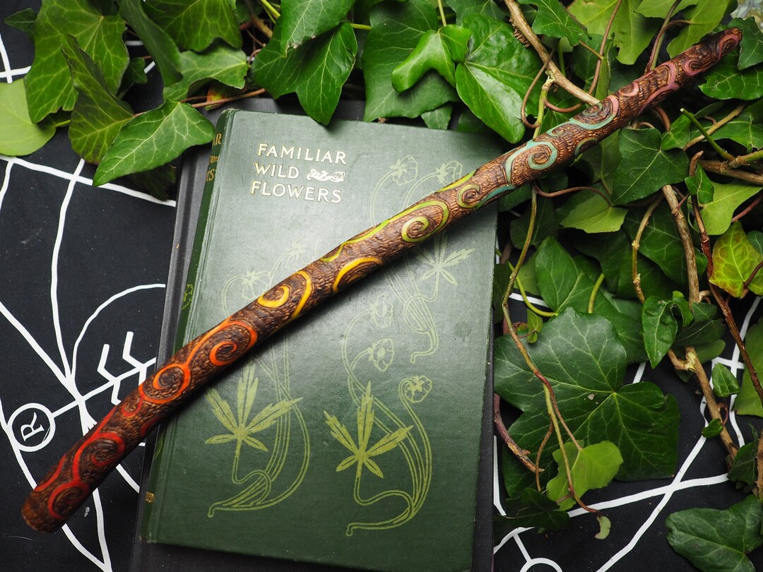 Linden Wood Rainbow Spiral Wand for Freya Goddess, Norse, Lime Tree ...