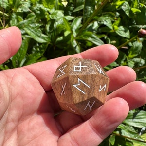 24 Sided Wooden Elder Futhark Rune Die - for Divination - Pagan, Wicca ...