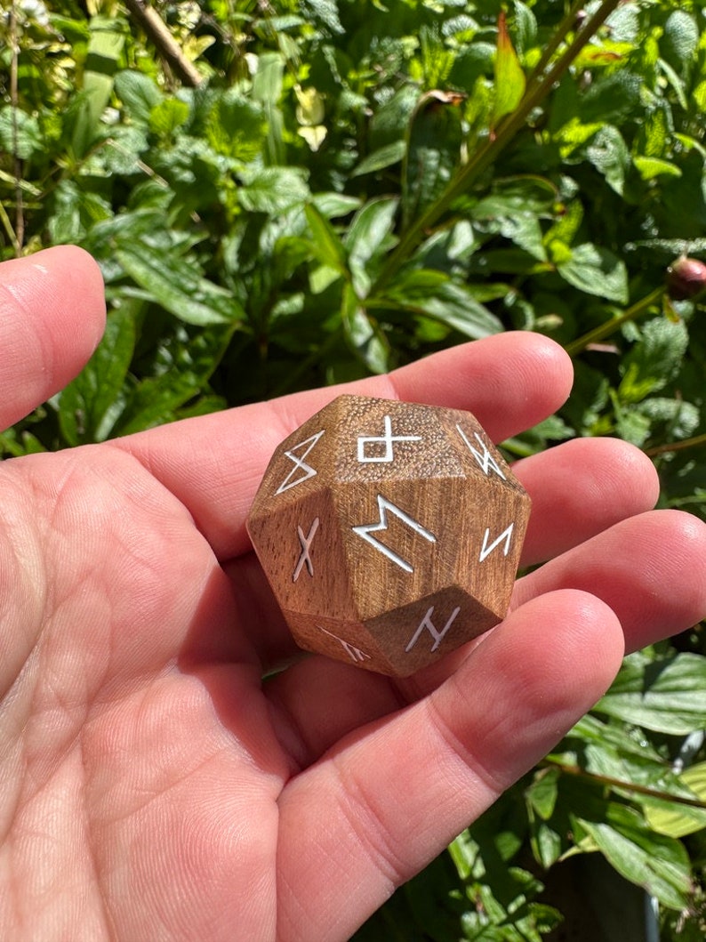 24 Sided Wooden Elder Futhark Rune Die - for Divination - Witchcraft ...