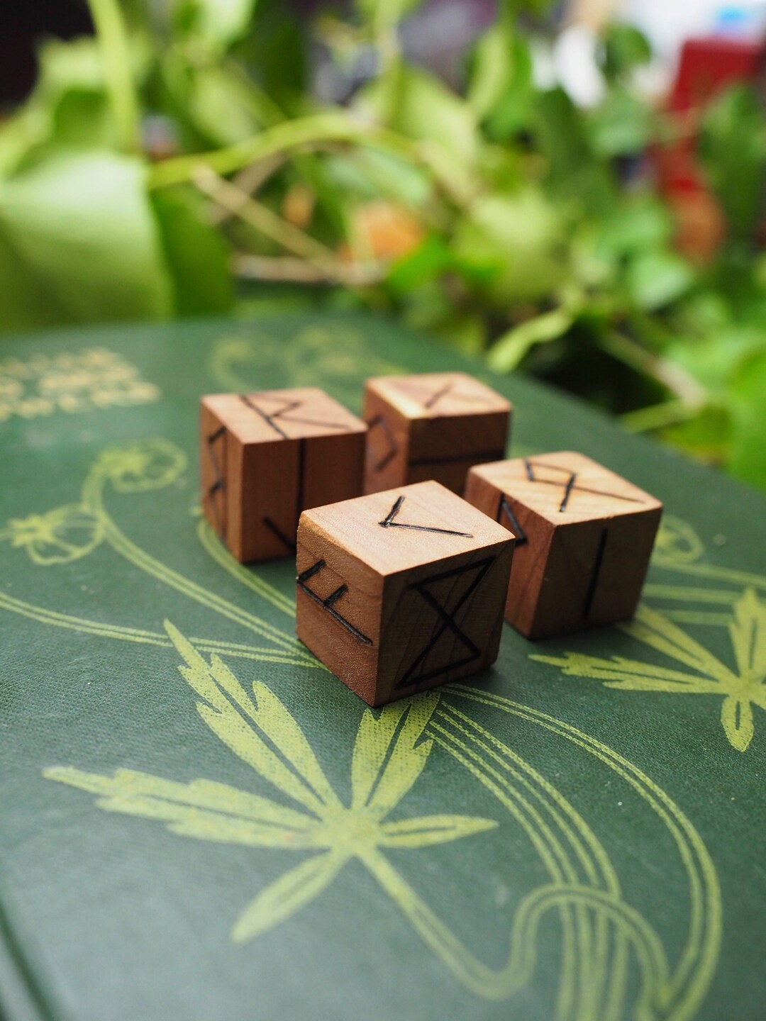 Cedar Wood Rune Dice Set - Pagan, Wicca, Witchcraft, Norse, Divination ...