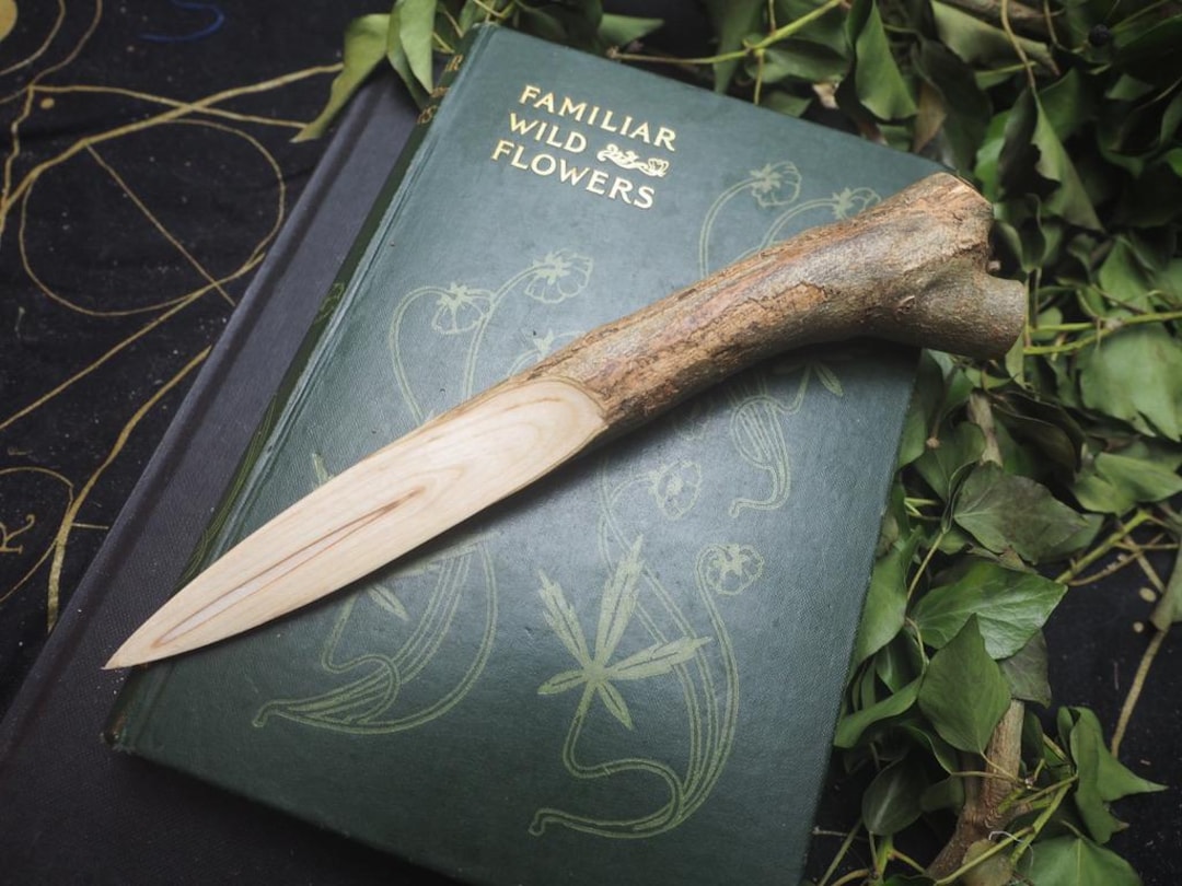 Hand-carved English Ash Wood Goddess Athame - Ritual Knife, Pagan ...