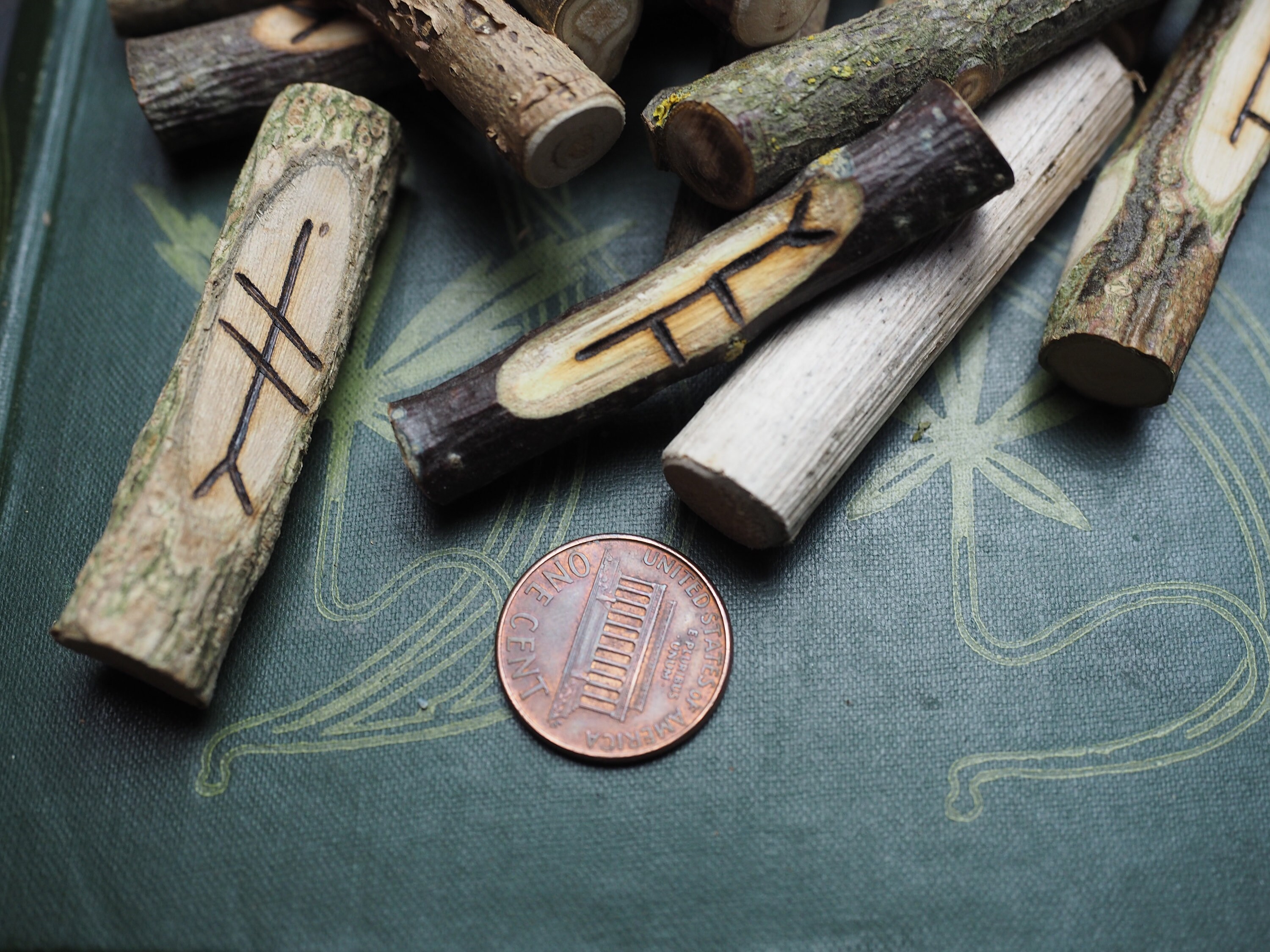 20 Celtic Tree Ogham Staves Made With Corresponding Woods With Bag and ...