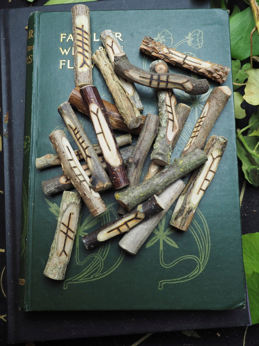 20 Celtic Tree Ogham Staves Made With Corresponding Woods With Bag and ...