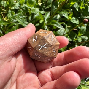 24 Sided Wooden Elder Futhark Rune Die - for Divination - Pagan, Wicca ...