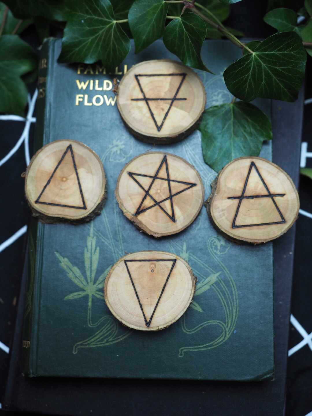 Cornish Wild Cherry Wood Elemental Altar Set Quarter Markers for a ...