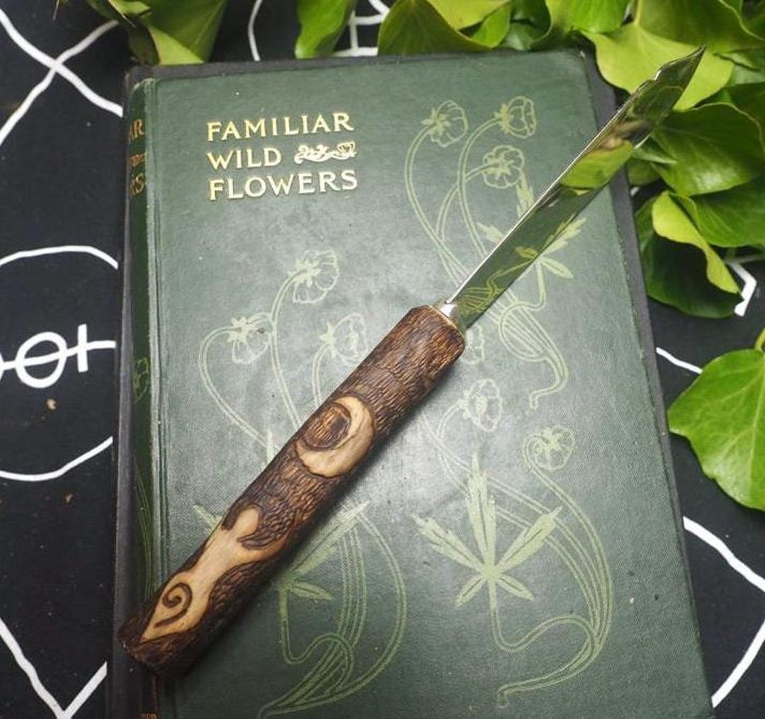 Star Goddess Athame With Avalon Willow Wood Handle and Up-cycled Blade - Ritual Knife - for ...