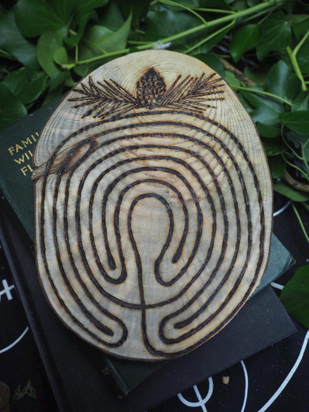 Rustic Pine Wood Labyrinth Altar Piece for Meditation Pagan, Wiccan ...