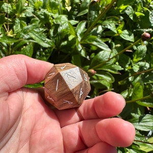 24 Sided Wooden Elder Futhark Rune Die - for Divination - Pagan, Wicca ...