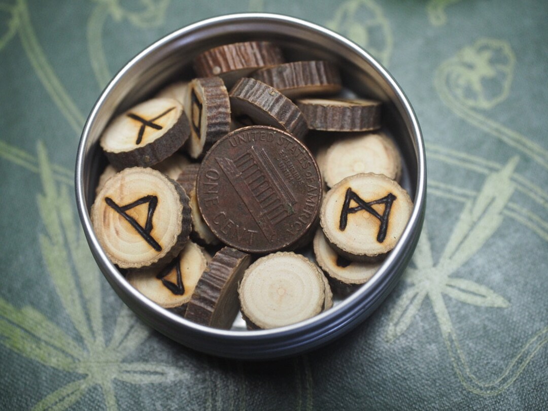 Elder Futhark Runes in a Tin Mini Rowan Runes Pagan, Divination, Wicca ...