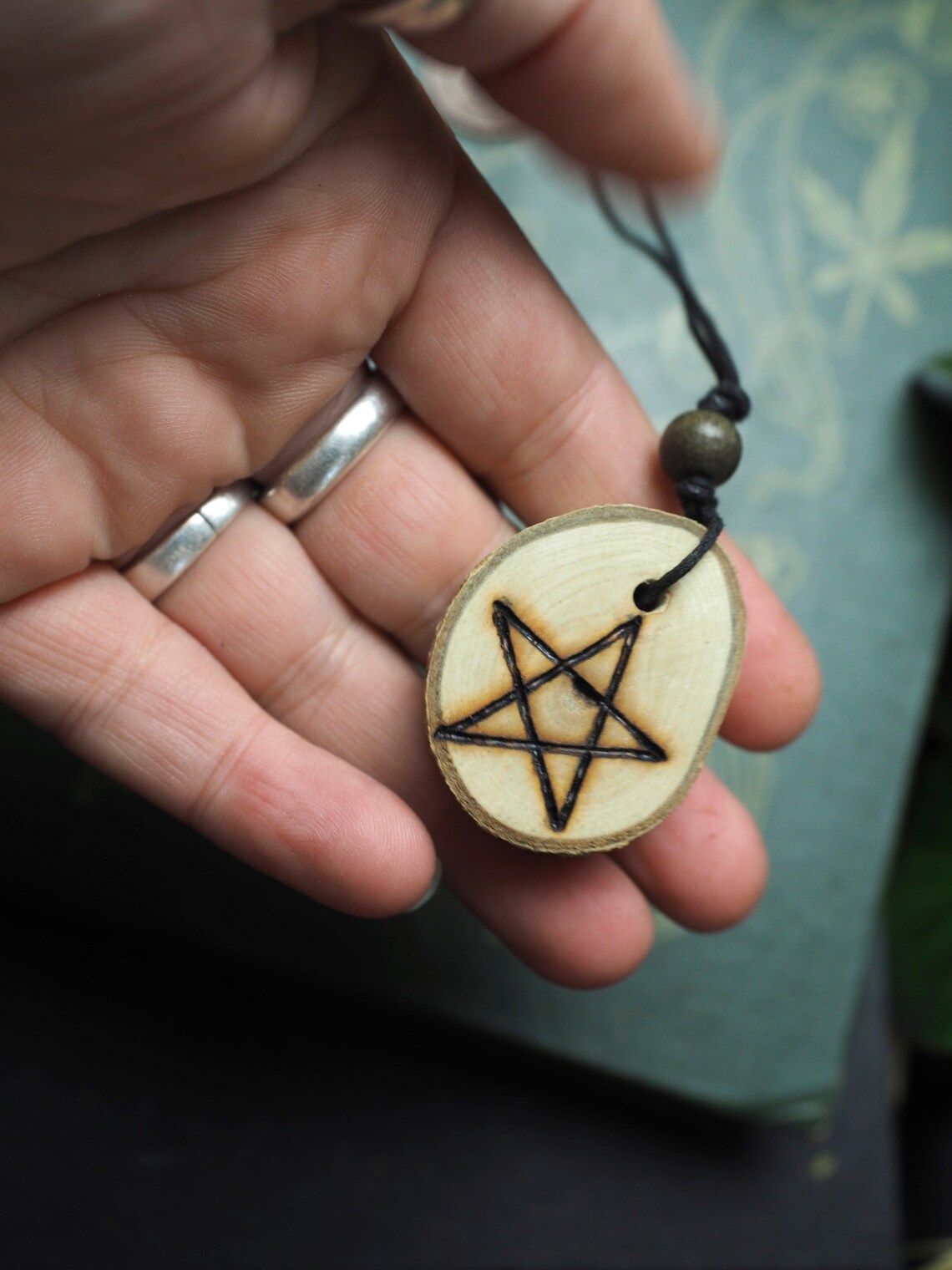 Rare White Jasmine Wood Pentagram Pendant - for the Moon and Love ...