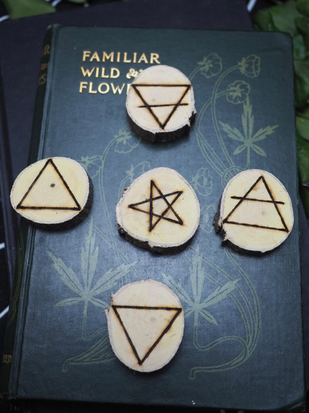 Spindle Wood Elemental Altar Set Quarter Markers for a Pagan or Wiccan ...