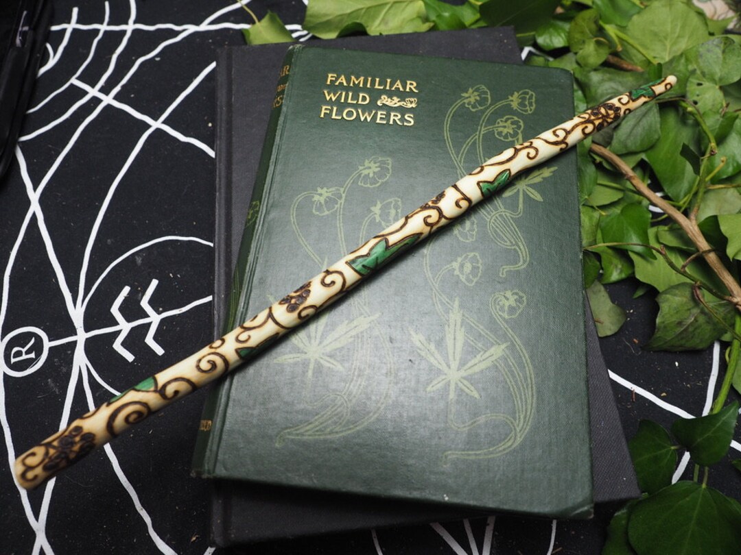 English Ivy Wood Leaf and Spiral Wand Tenacity, Transformation Pagan ...