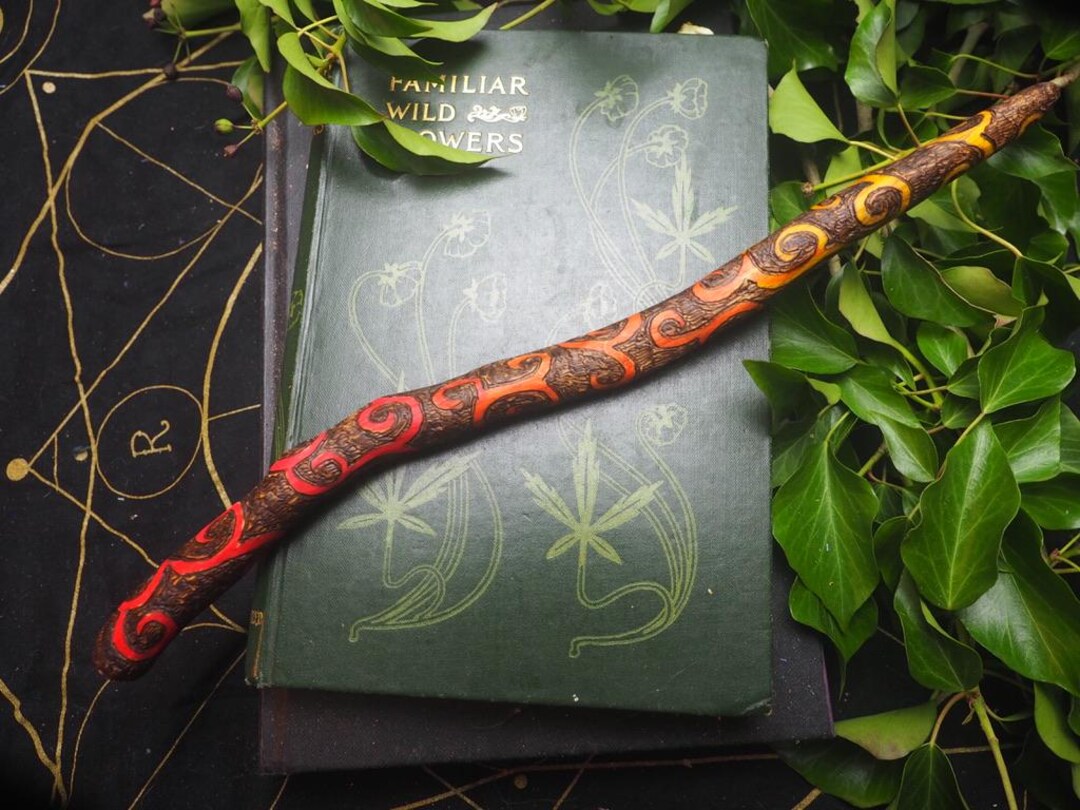 English Alder Wood Fire Spiral Wand - Protection, Shielding and ...