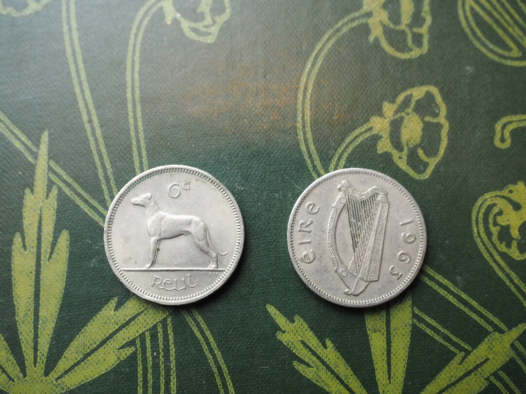 Old Irish Sixpence, Wolfhound Reul Coin 6d Spell-work, Magic, Fairy ...