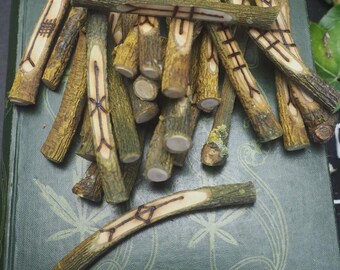 20 Celtic Tree Ogham Staves Made With Corresponding Woods With Bag and ...