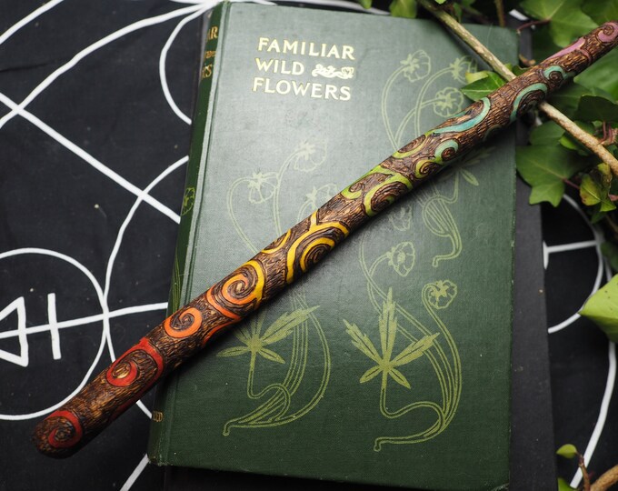Linden Wood Rainbow Spiral Wand for Freya Goddess Norse - Etsy