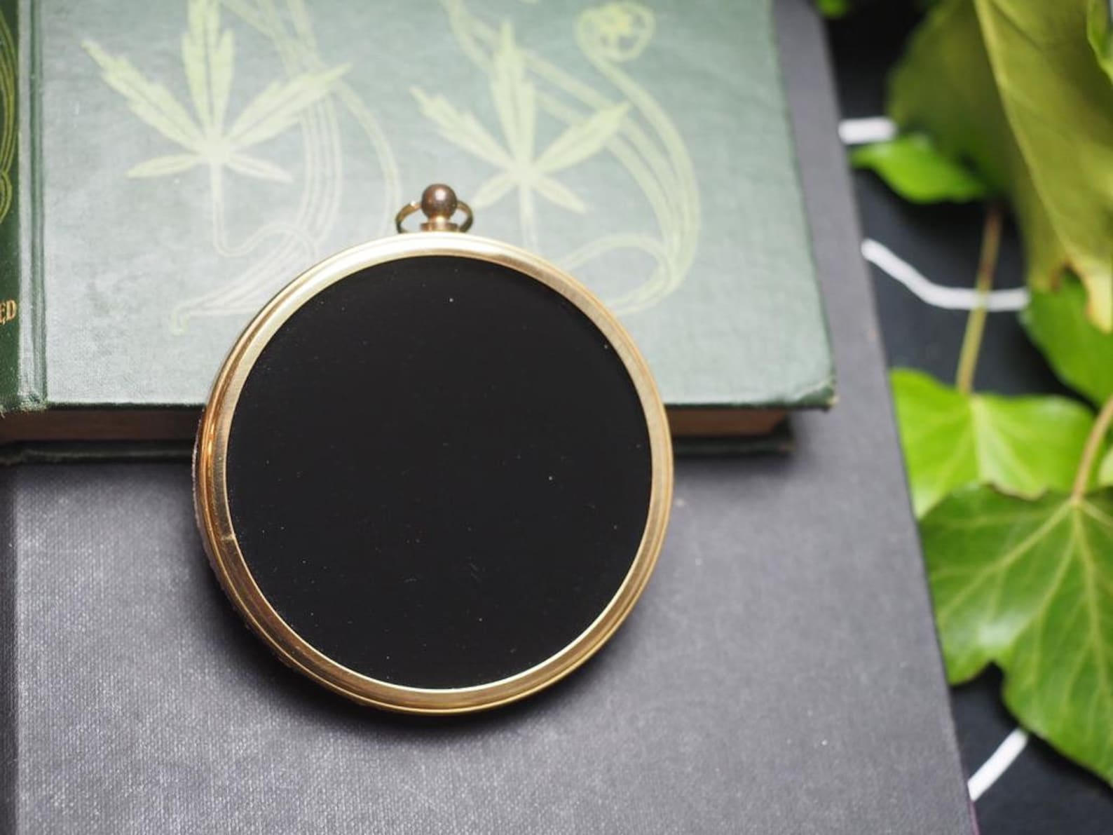Round Black Scrying Mirror for Divination - Up-cycled, Vintage - Pagan ...