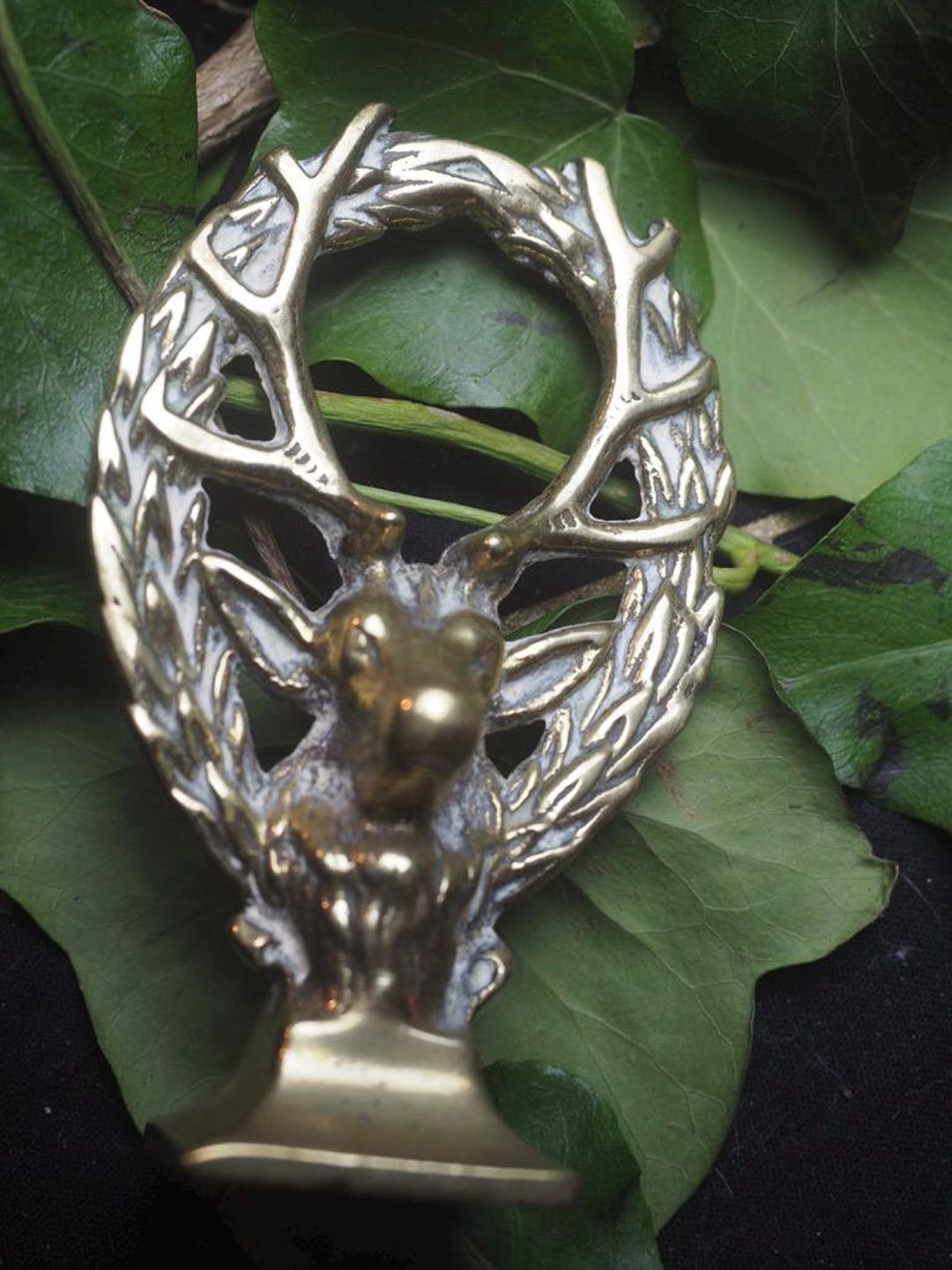 Vintage Stag Head Brass Statue -horned God - Pagan - Witchcraft - Up ...