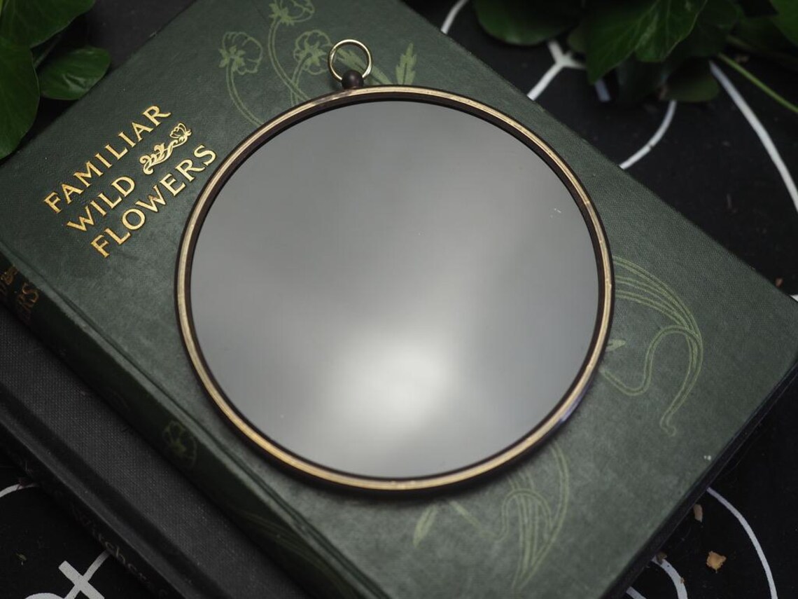Round Black Scrying Mirror for Divination - Up-cycled, Vintage - Pagan ...