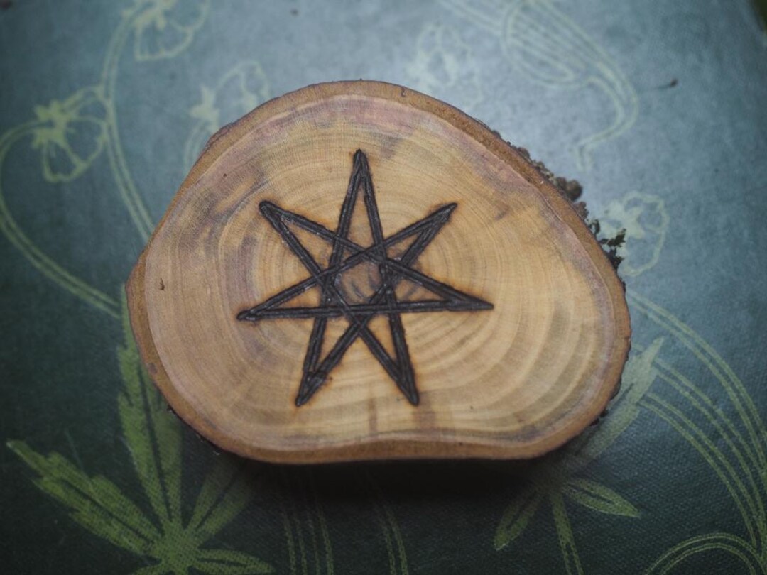 Blackthorn Wood Septagram Altar Piece - for a Witches Altar ...